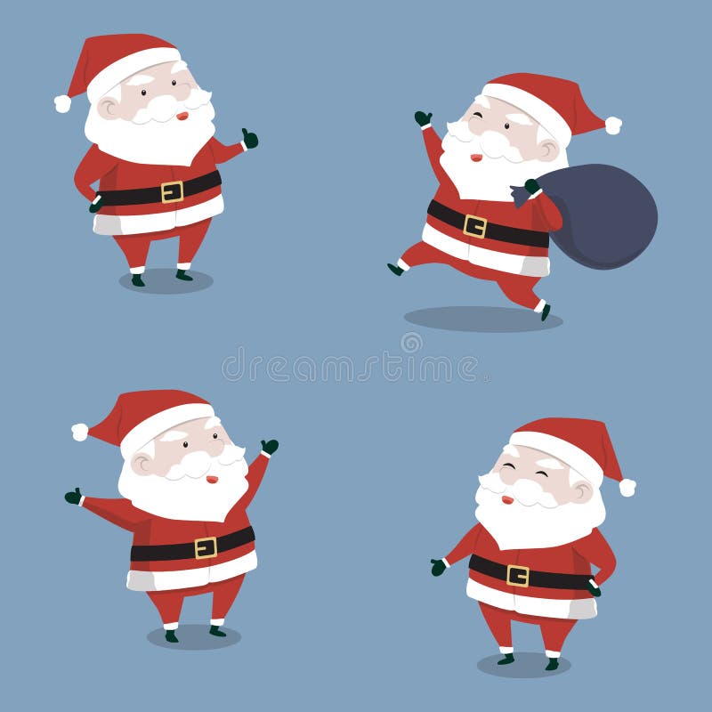 Happy Cute Santa Claus S Collection Set For Christmas Stock Vector
