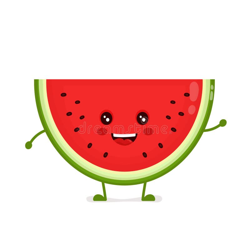 Happy Smiling Watermelon Character Stock Vector Illustration Of
