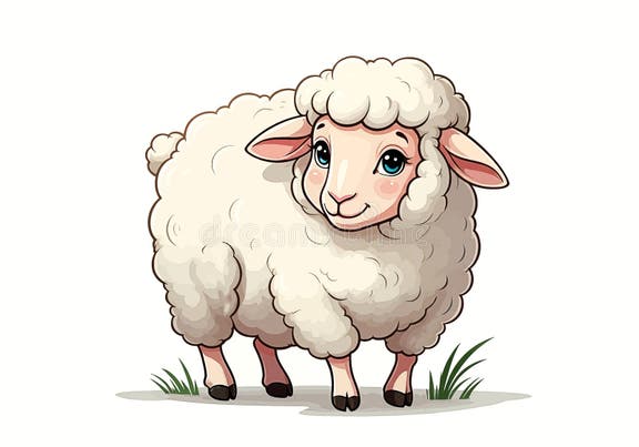 Happy, Cute and Smiling Sheep Cartoon. Stock Illustration ...