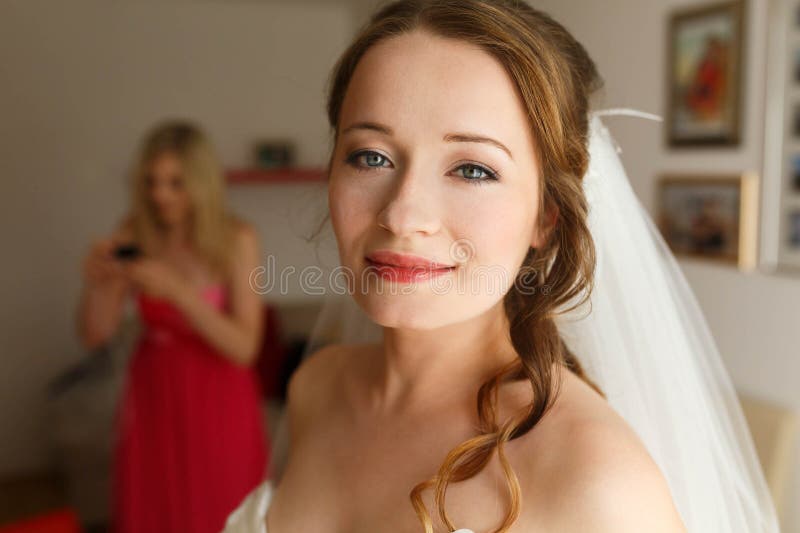 Happy cute stylish bride stock image. Image of event - 66125627