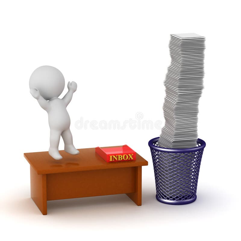 Happy 3D Character with Empty Inbox Stock Illustration - Illustration ...