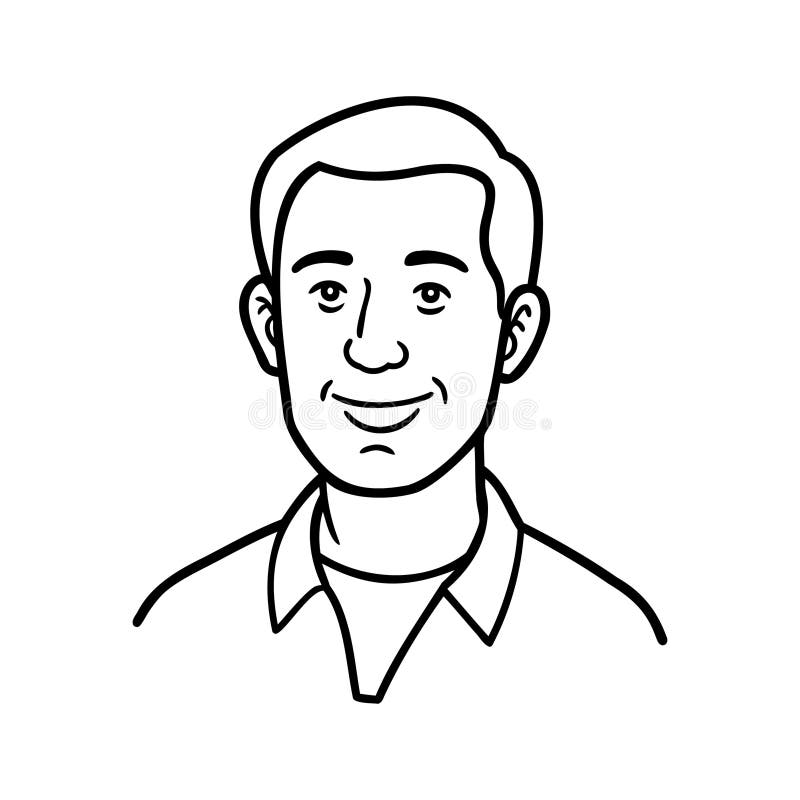 Happy Dad Avatar Line Art Vector Doodle Stock Vector - Illustration of ...