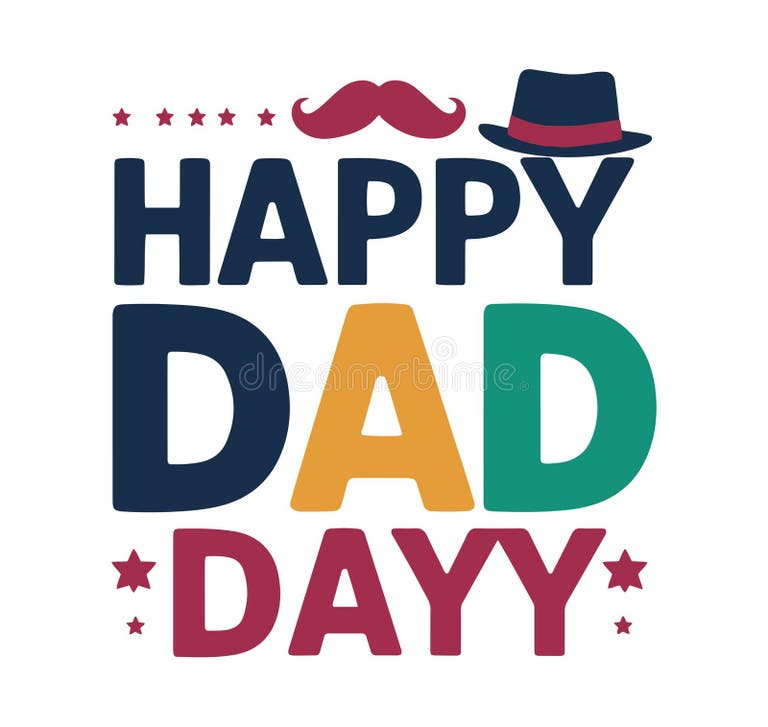 Happy Dad S Day T-Shirt, Greeting Card and Poster with Hat and Mustache ...