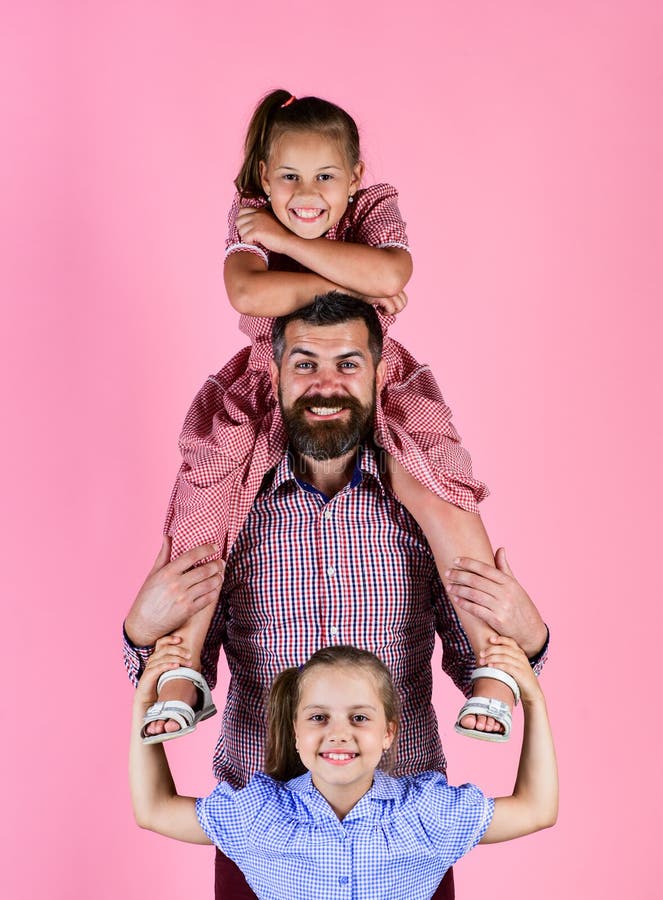 Happy Dad with Two Daughters, Family Stock Photo - Image of children ...