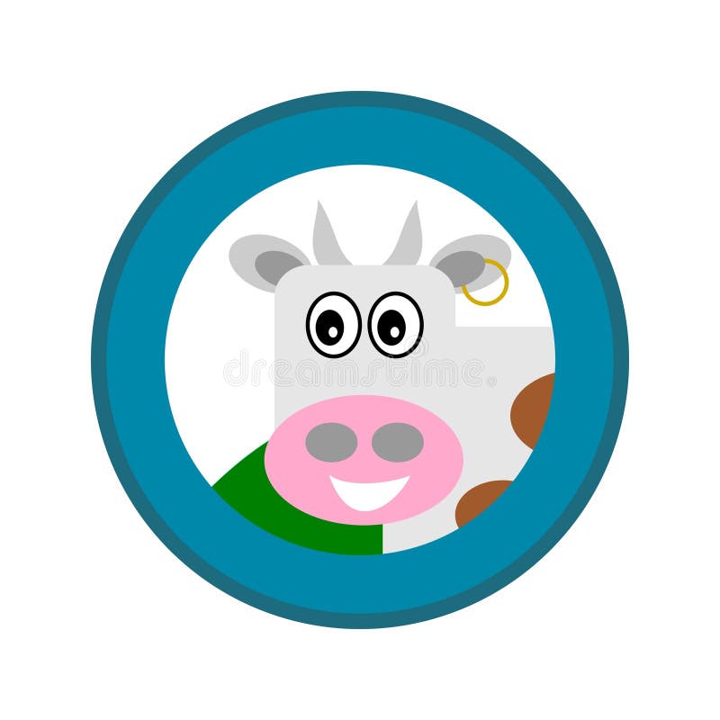 A Happy Dairy Cow in a Meadow in a Blue Icon - Vector Stock Vector ...