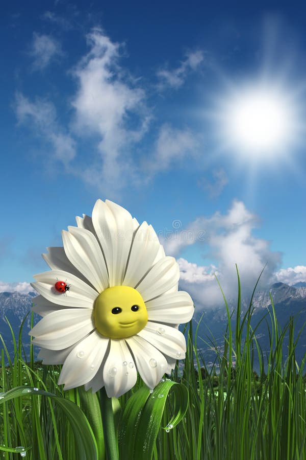 Happy Smiling Daisy Flower Stock Illustrations – 335 Happy Smiling ...