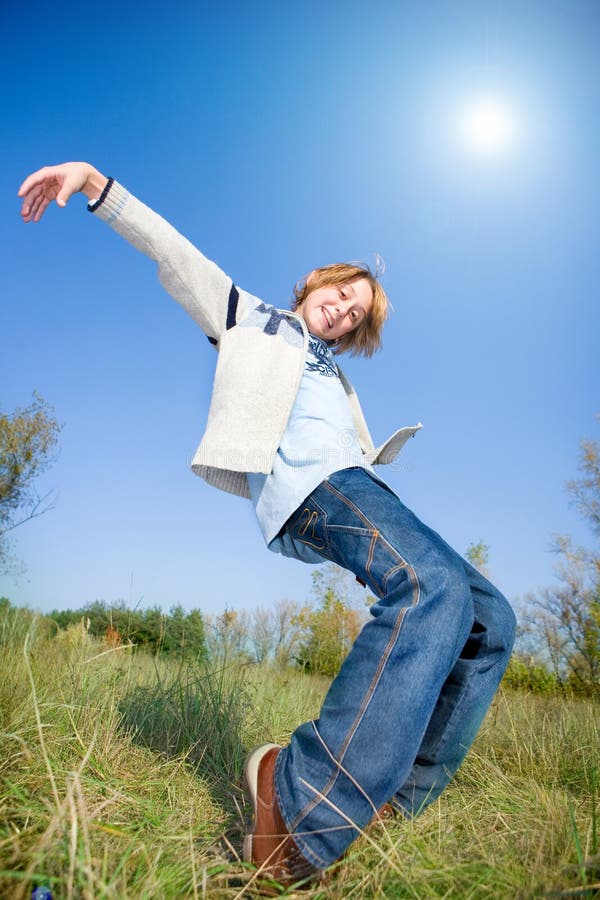 Happy dancing boy stock image. Image of leap, action, energy - 8053523