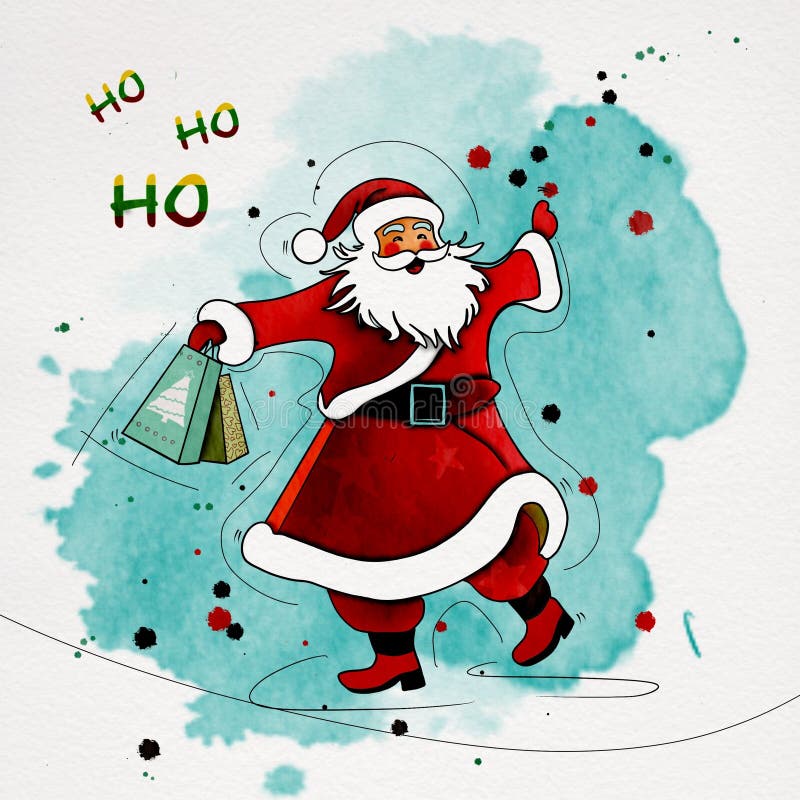 Happy Dancing Christmas Father Doing His Christmas Shopping Stock ...