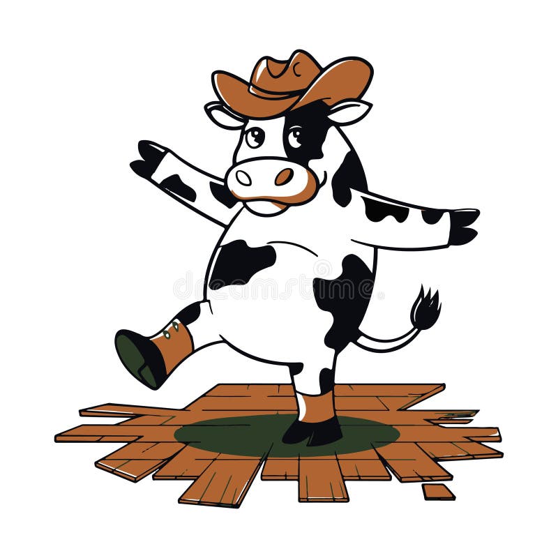 Happy Dancing Cow Clip Art Illustration in Vector Stock Vector ...