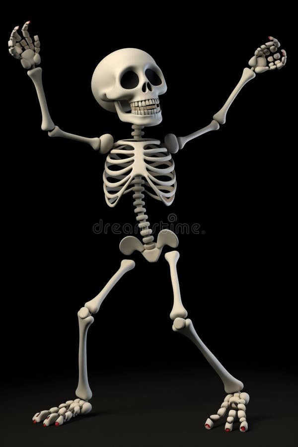 Happy Dancing Skeleton on a Black Background Stock Illustration ...