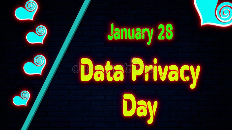 Happy Data Privacy Day, January 28. Calendar of January Neon Text ...