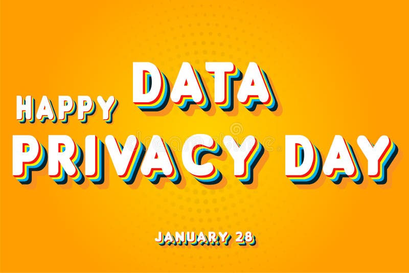 Happy Data Privacy Day, January 28. Calendar of January Retro Text ...