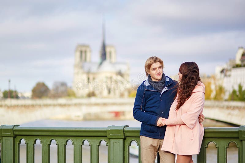 Happy Dating Couple Walking in Paris Stock Photo - Image of lifestyle ...