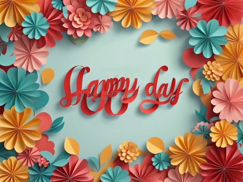 Happy Day Background Design, Paper Cut Style - Generated by Ai Stock ...