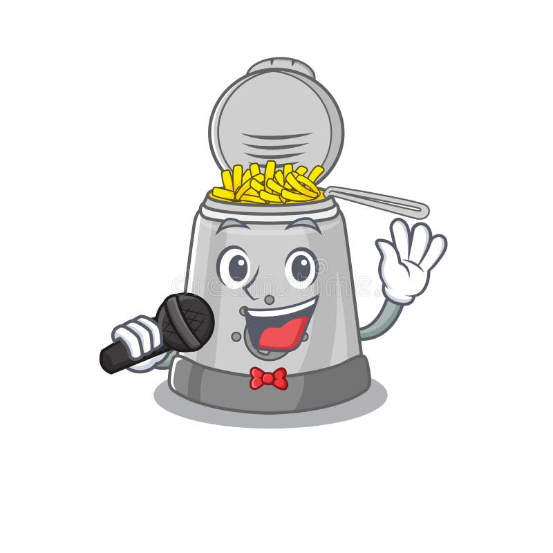 Happy Deep Fryer Singing on a Microphone Stock Vector - Illustration of ...