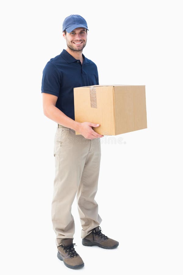 Delivery man stock image. Image of male, cardboard, background - 23968313