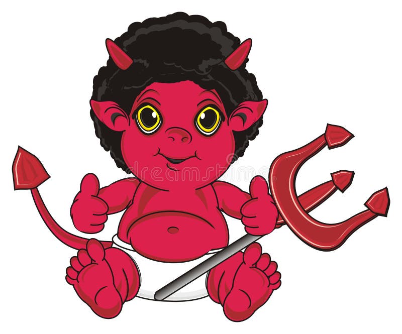 Happy demon sit stock illustration. Illustration of hell - 89399593