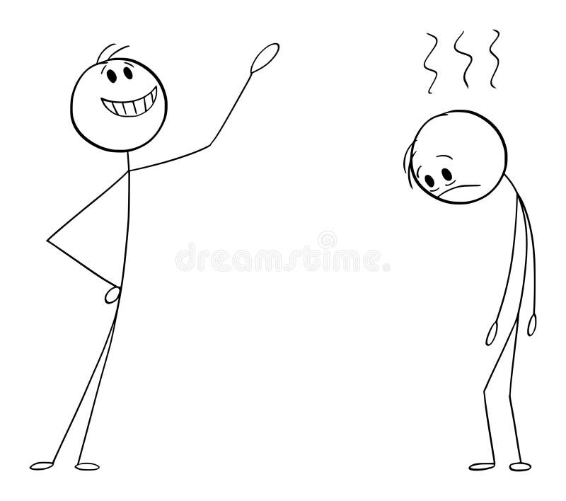 Happy and Depressed Persons , Vector Cartoon Stick Figure Illustration ...