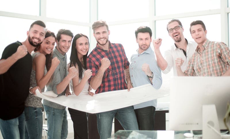 Happy Design Team Standing in Office Stock Image - Image of ...