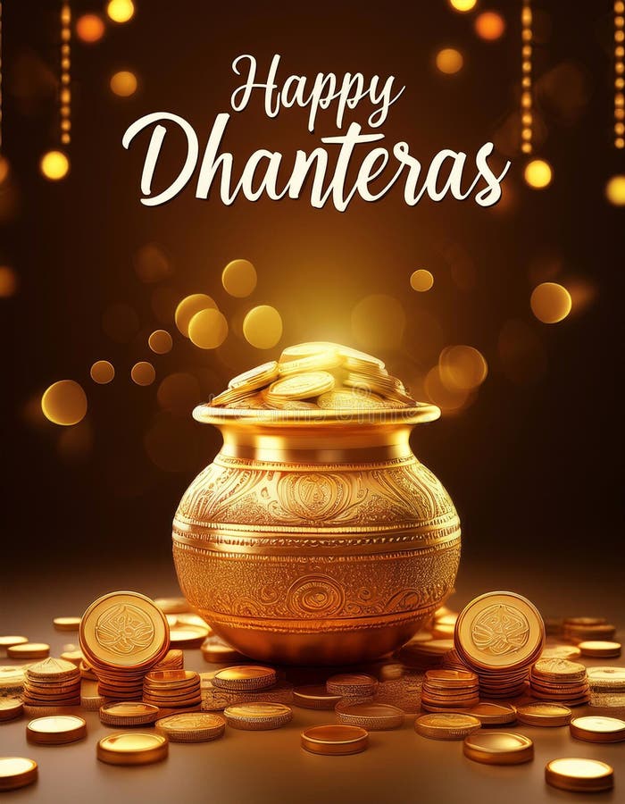 Happy Dhanteras Poster Design Stock Illustration - Illustration of diya ...