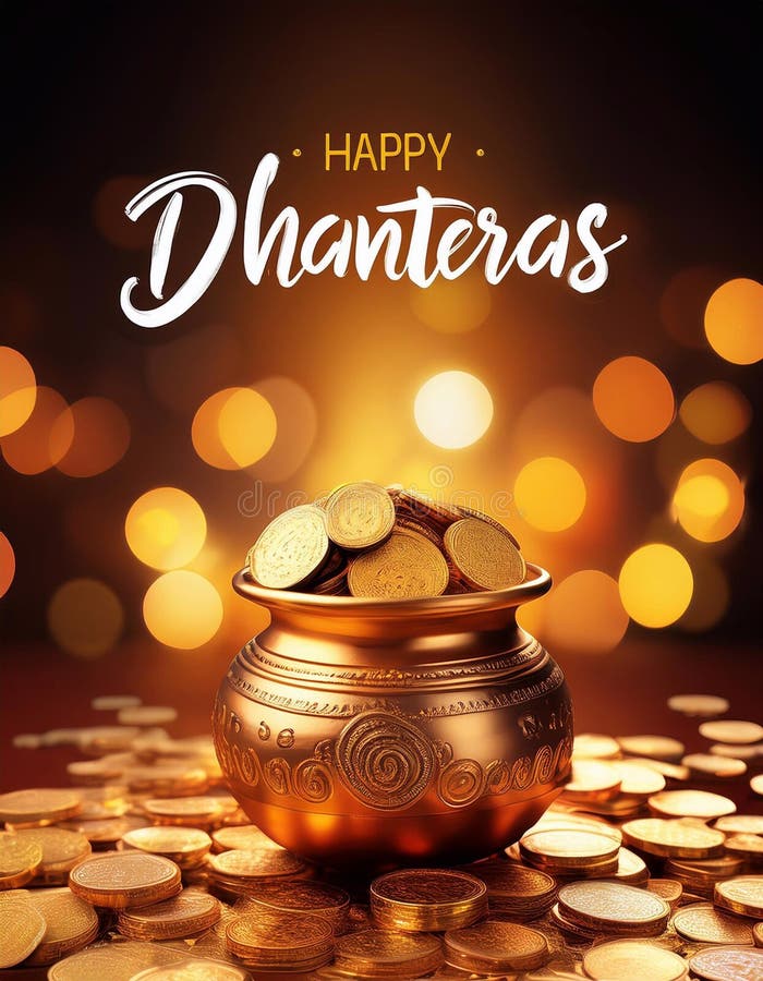 Happy Dhanteras Poster Design Stock Illustration - Illustration of card ...