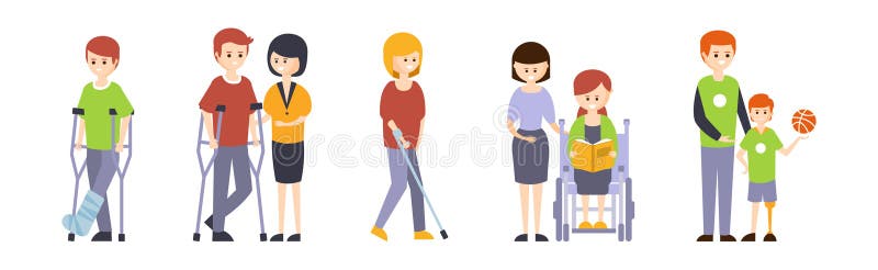 Happy Disabled People Character with Disability Vector Set Stock Vector ...