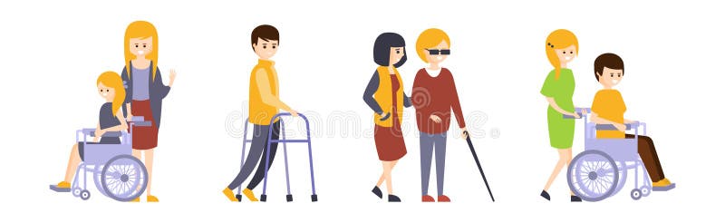 Happy Disabled People Character with Disability Vector Set Stock Vector ...