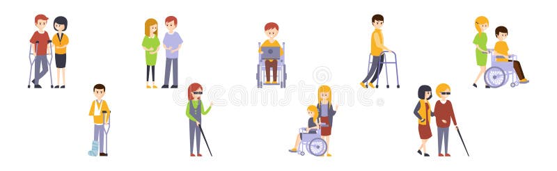 Happy Disabled People Character with Disability Vector Set Stock ...