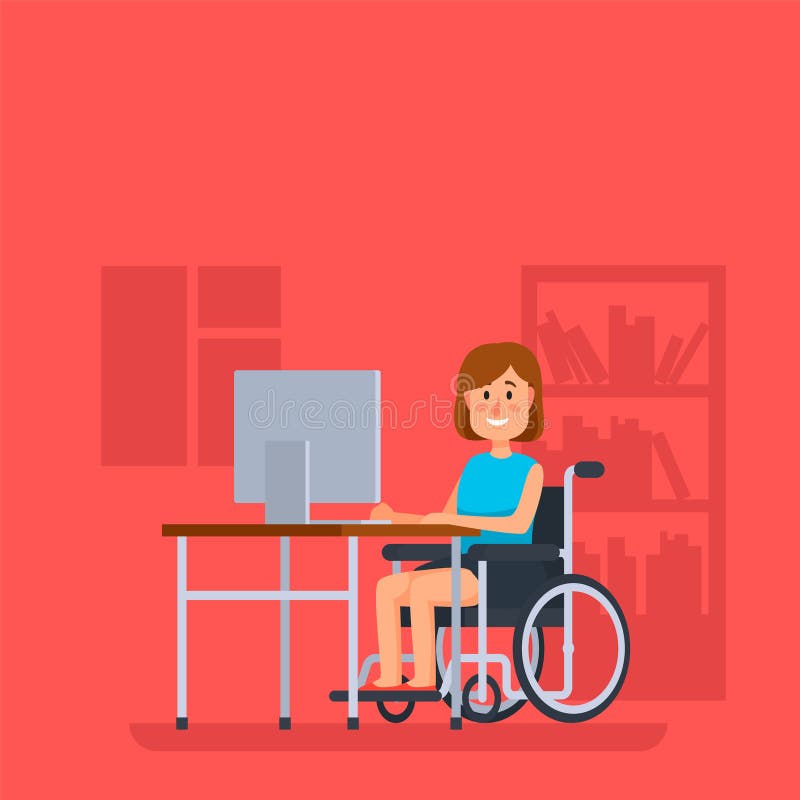 Happy Disabled Woman Using Computer at Home, Promoting Accessibility ...