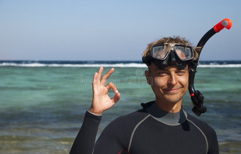 Happy Diver stock image. Image of diving, amusing, portrait - 22228859