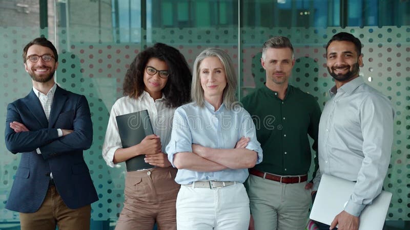 Happy Diverse Business People Team Standing in Office, Group Portrait ... Happy Diverse Business People Team Standing in Office, Group Portrait ...