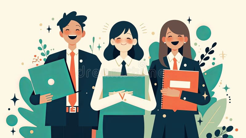 Happy, Diverse Team of Three Smiling in Modern Office Setting Stock ...