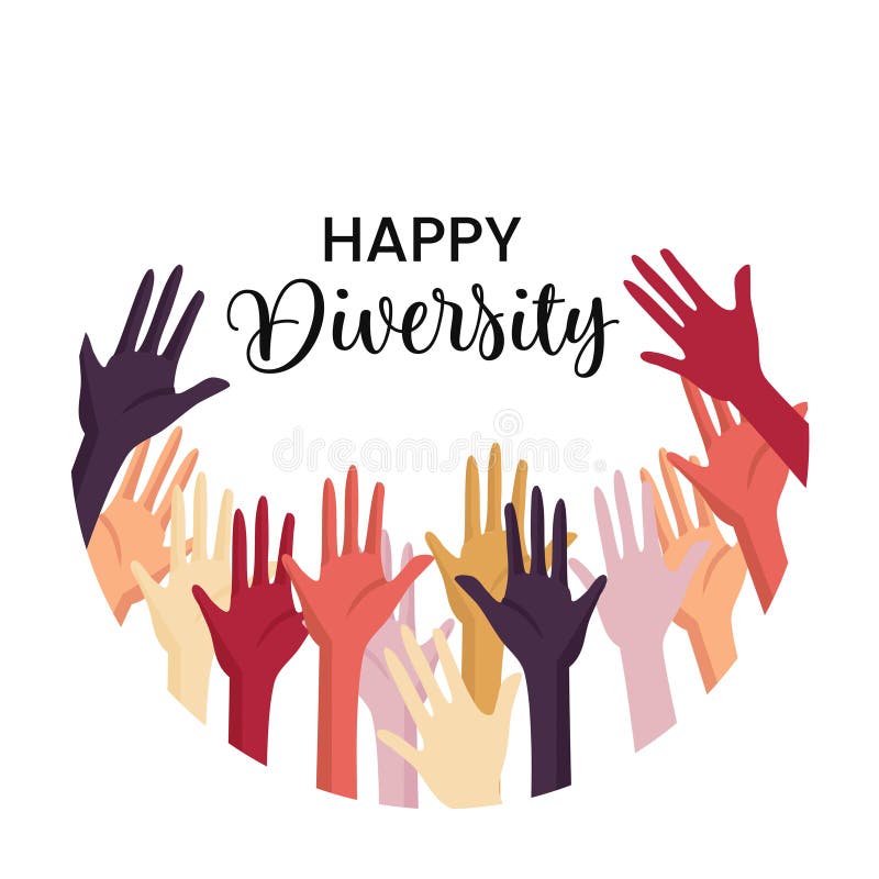 Happy Diversity with Hands Up Background Vector Illustration Stock ...