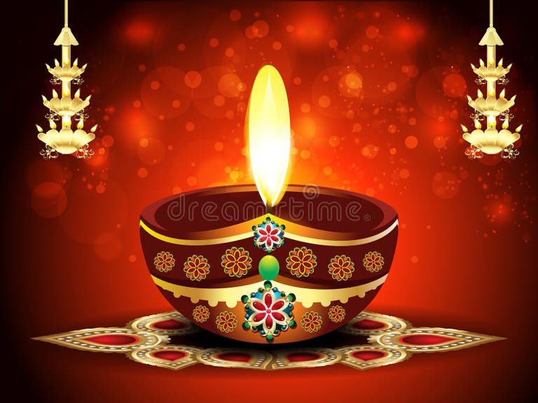 Happy Diwali Background with Deepak Stock Vector - Illustration of ...
