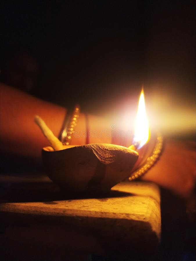 Diwali Beautiful Diya Lamp Lit and Arranged on Floor Stock Image ...