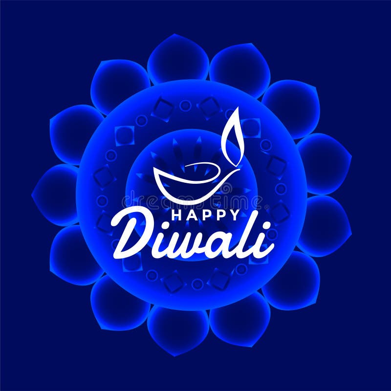Happy Diwali Blue Festival Card Design Stock Vector - Illustration of ...