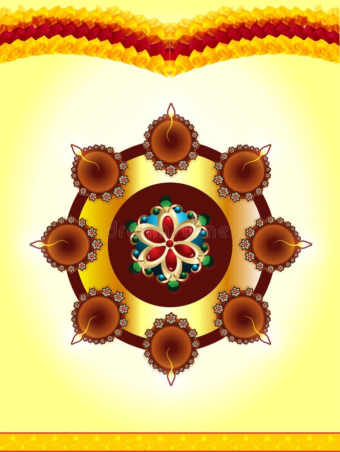 Happy Diwali Celebration Background with Rangoli Stock Illustration ...