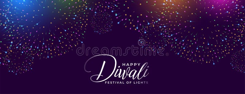 Happy Diwali Celebration Banner in Firework Concept Vector Vector Stock ...