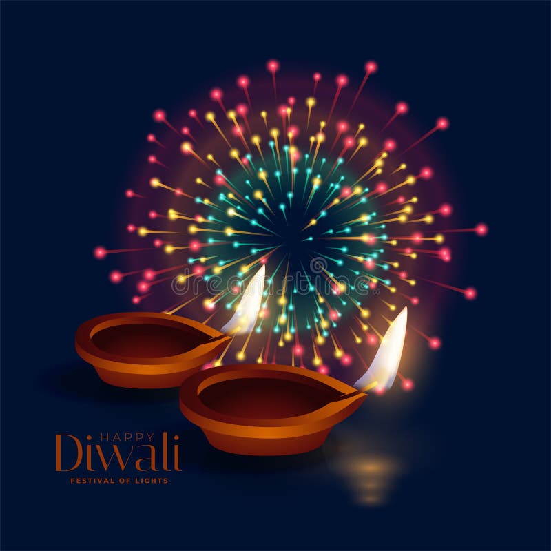Diwali Celebration Sale Banner with Fireworks and Hanging Lamps Stock ...