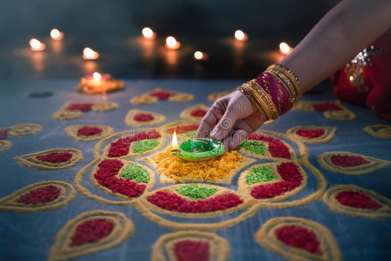 Happy Diwali - Diya Lamps Lit during Diwali Celebration Stock Image ...