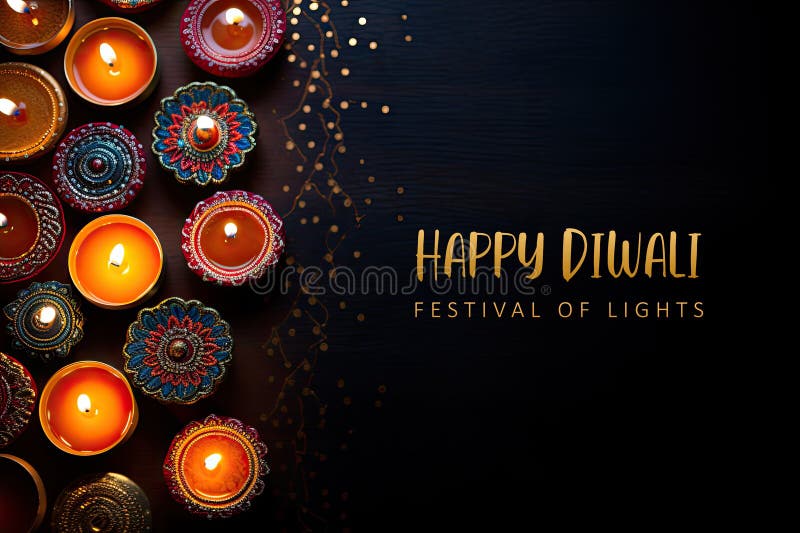 Happy Diwali Festival AI Generated Stock Photo - Image of lamp ...