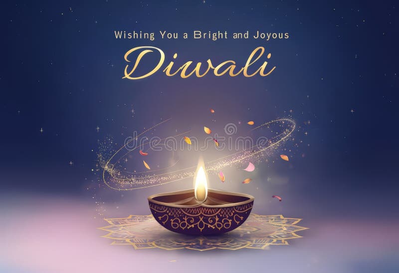 Happy Diwali Greeting Card with Lights Stock Illustration ...