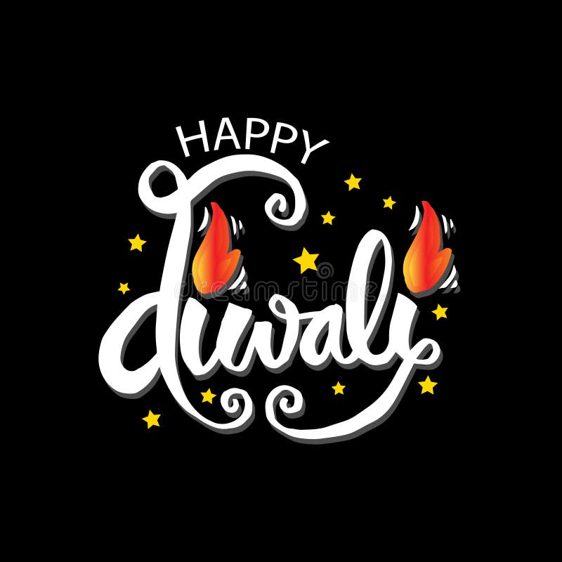 Happy Diwali Hand Lettering Stock Vector - Illustration of concept ...