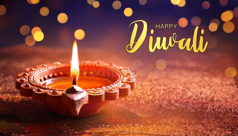 Happy Diwali Poster with Diya Lamp Poster Design Stock Illustration ...