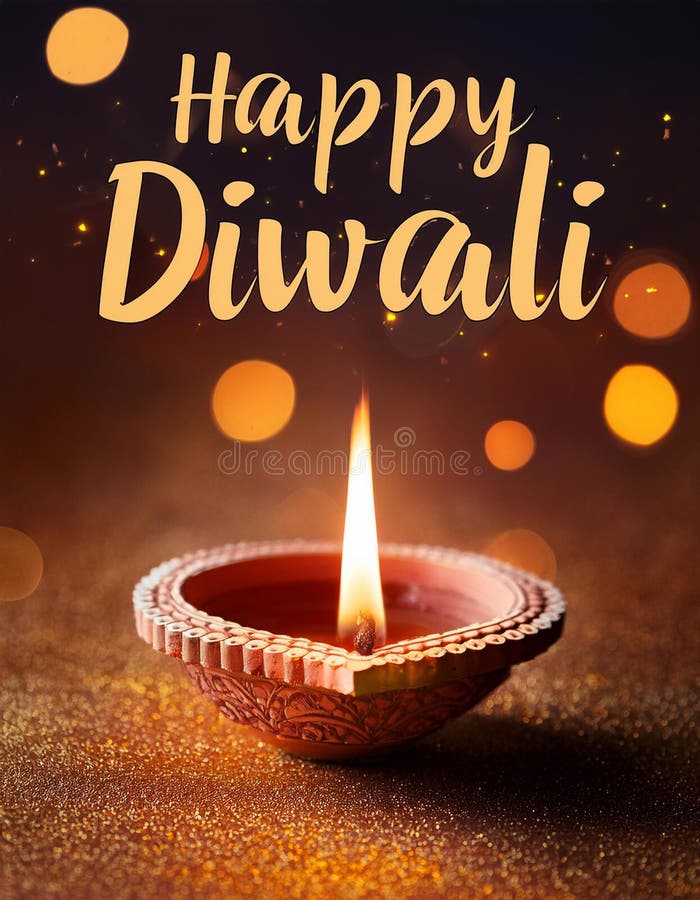 Happy Diwali Poster with Diya Lamp Poster Design Stock Illustration ...