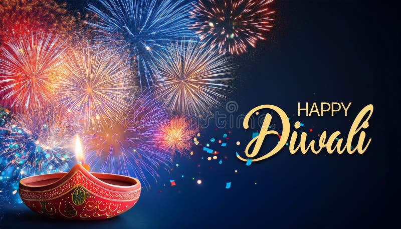 Happy Diwali Poster with Diya Lamp Poster Design Stock Illustration ...