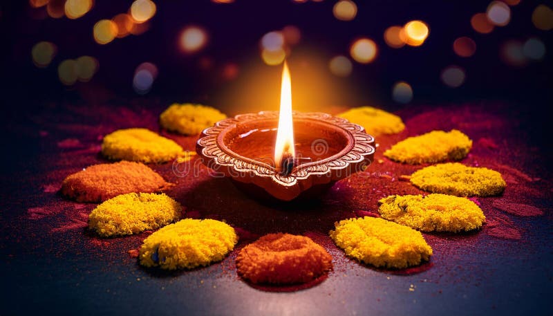 Happy Diwali Poster with Diya Lamp Poster Design Stock Illustration ...