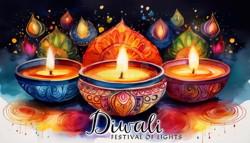 Happy Diwali Poster with Diya Lamp Poster Design Stock Illustration ...