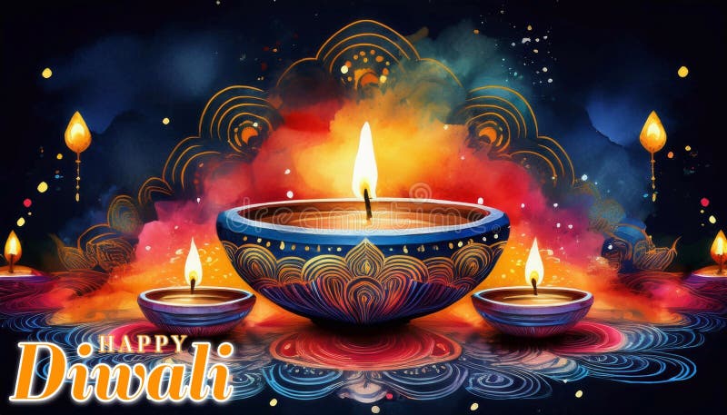 Happy Diwali Poster with Diya Lamp Poster Design Stock Illustration ...
