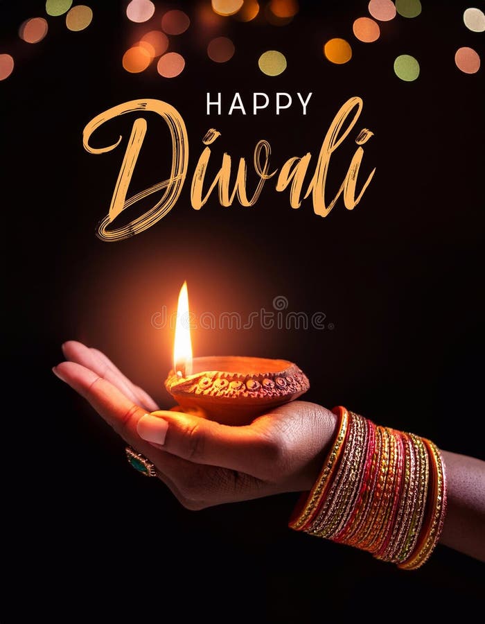 Happy Diwali Poster with Diya Lamp Poster Design Stock Illustration ...